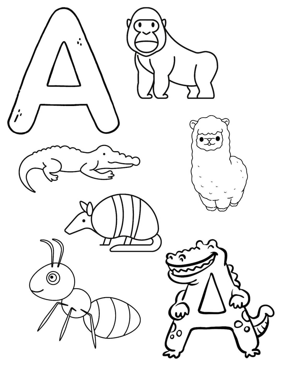 Printable Alphabet Animal Colouring Pages Instant Download - Etsy