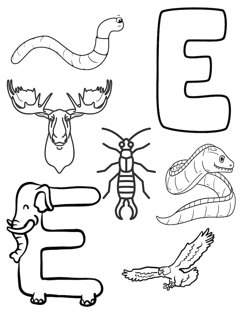 Printable Alphabet Animal Colouring Pages Instant Download - Etsy