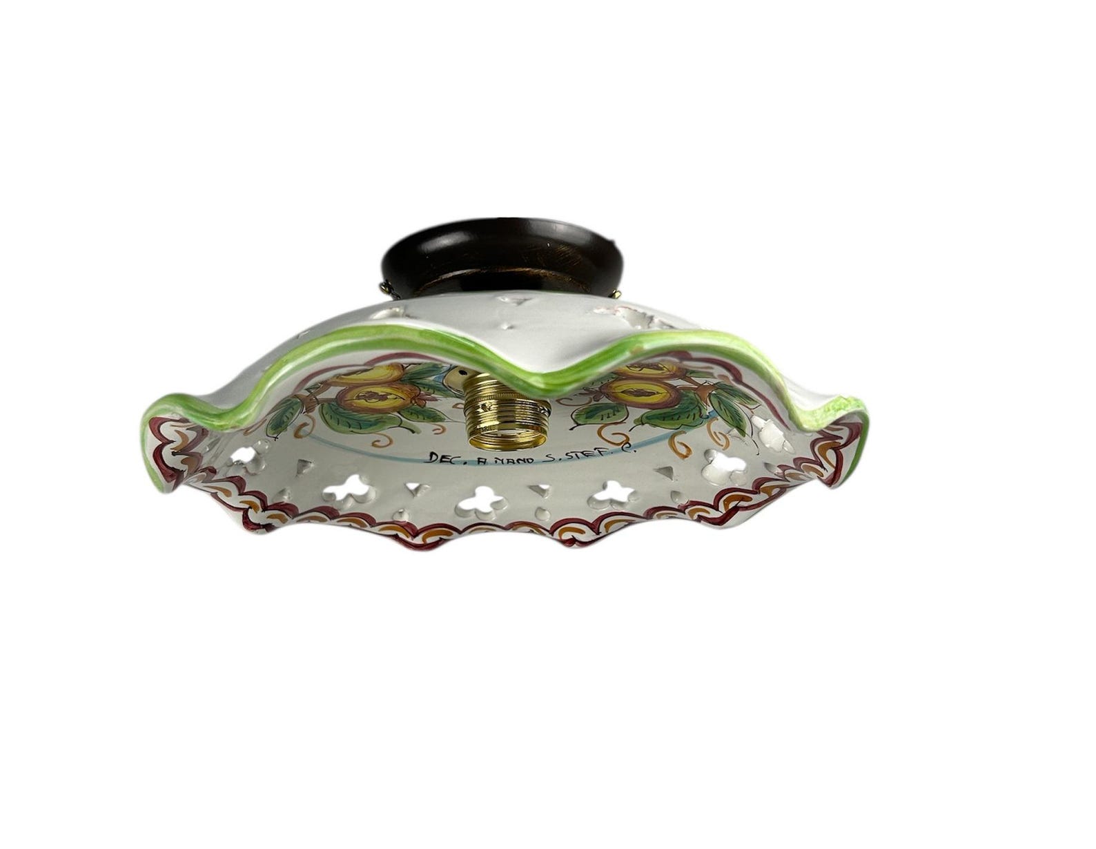 Ceiling Spotlight, 1 Light, Wrought Iron and Sicilian Ceramic, Kitchen ...