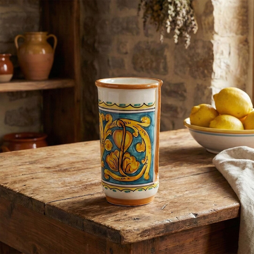Large Ceramic Cup Holder Hand-decorated by Sicilian Ceramists From ...