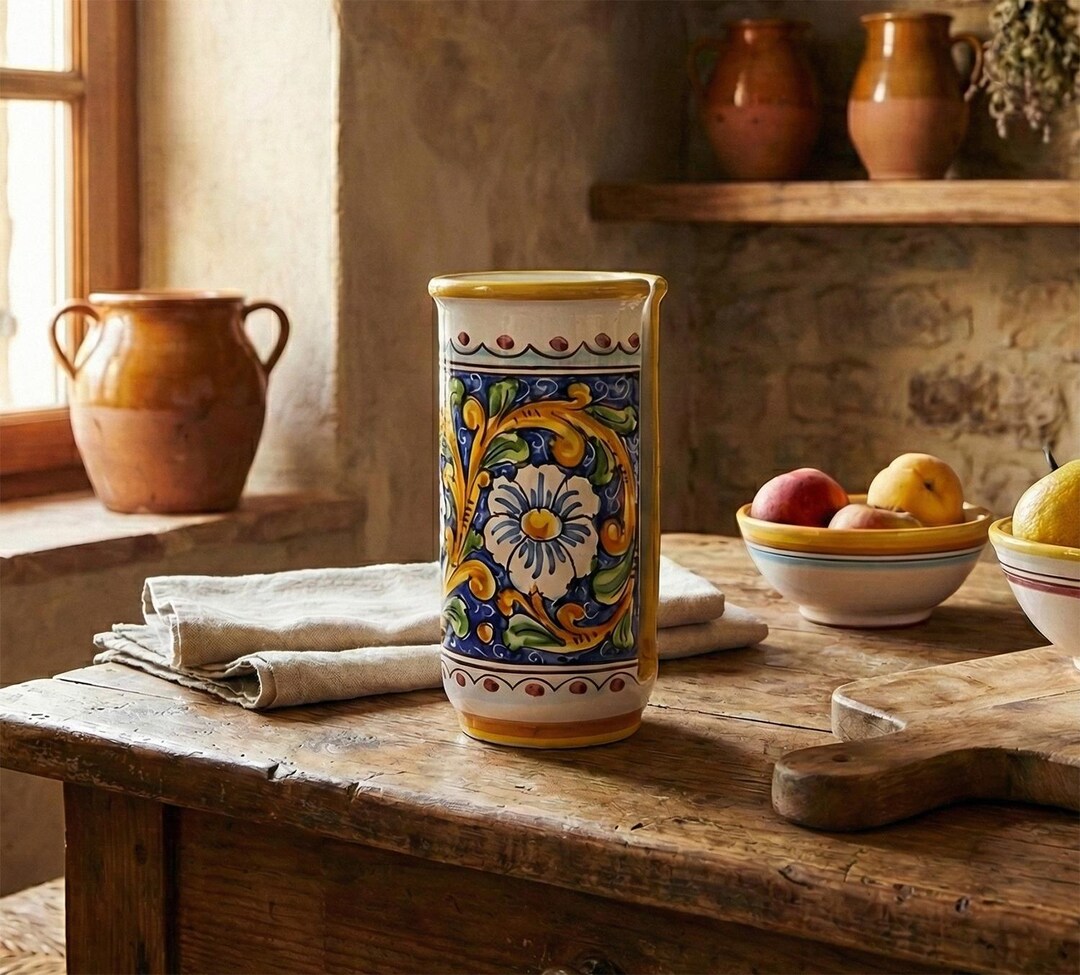 Large Ceramic Cup Holder Hand-decorated by Sicilian Ceramists From ...