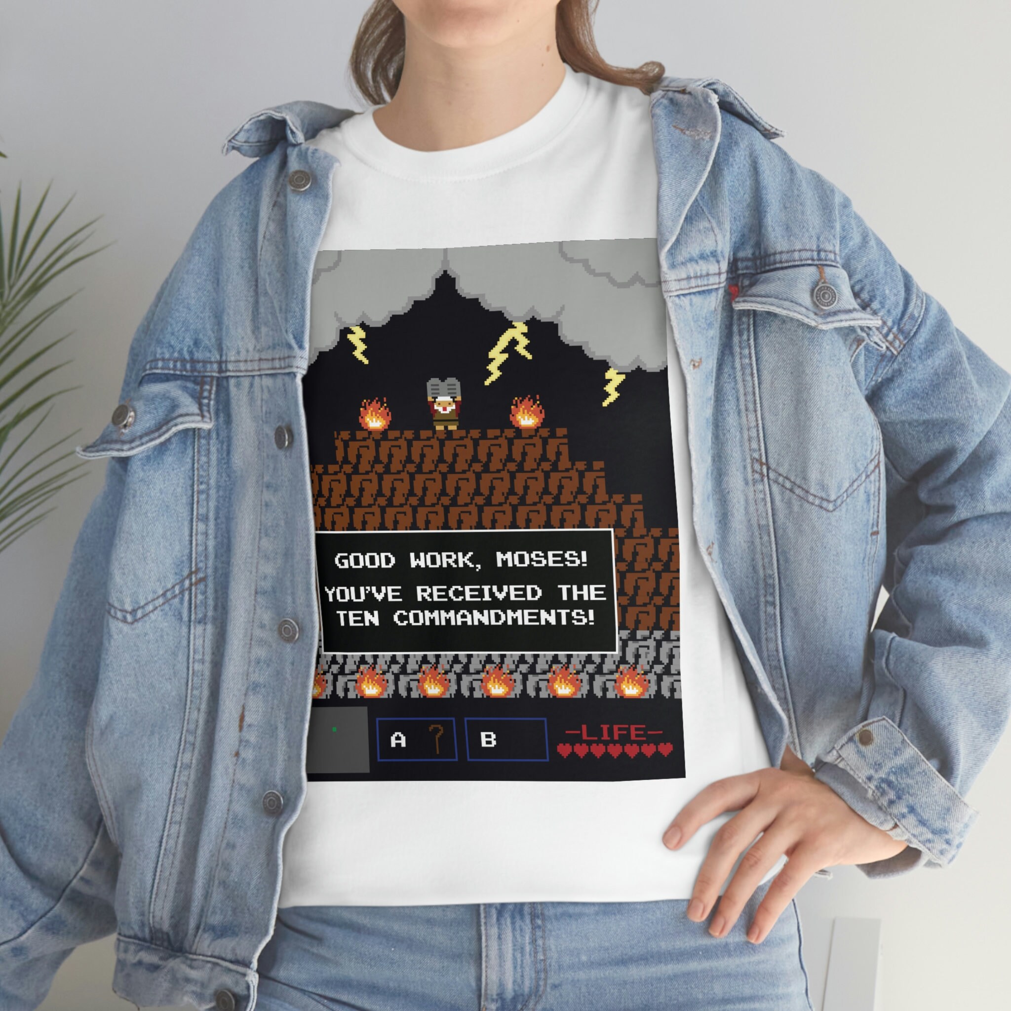 Pixel Art Moses & the Ten Commandments Tee - Etsy