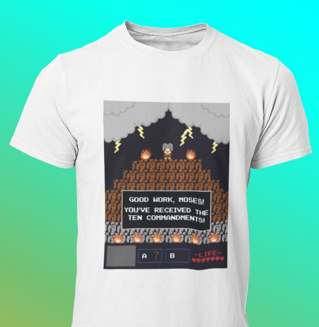 Pixel Art Moses & the Ten Commandments Tee - Etsy