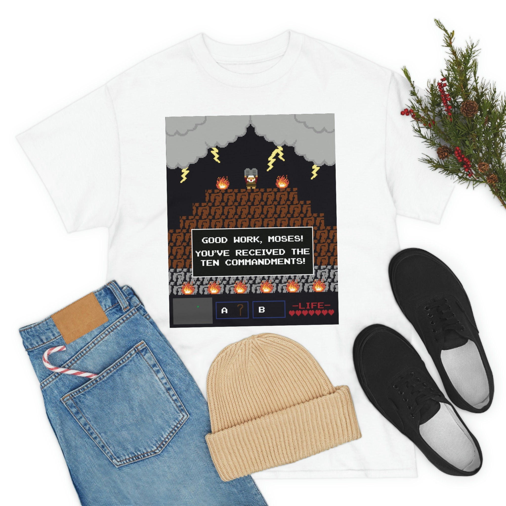 Pixel Art Moses & the Ten Commandments Tee - Etsy