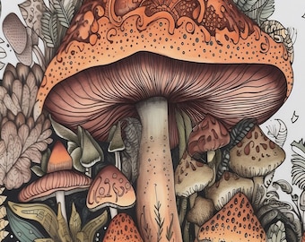 Inspirational Mushroom Growth Design PNG – Vintage Aesthetic Red ...