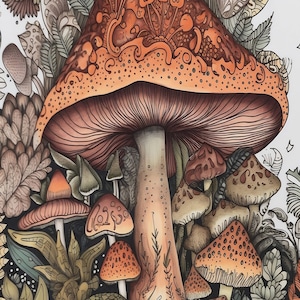 Boho Mushroom Download Digital Art - Etsy