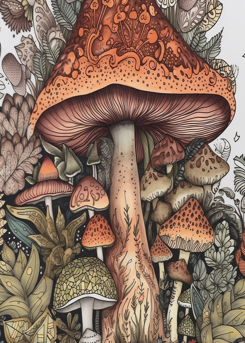 Boho Mushroom Download Digital Art - Etsy