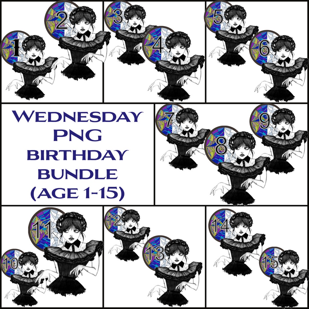 Wednesday Addams Birthday With Numbers 1-15, Shirts, Cups, Print ...