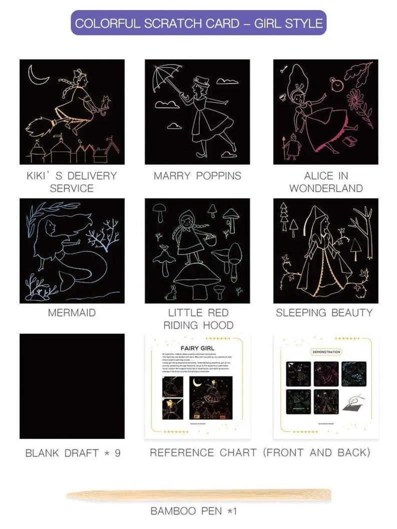 Fairy Girl Scratch Card Art Kit 15 Pack - Etsy UK