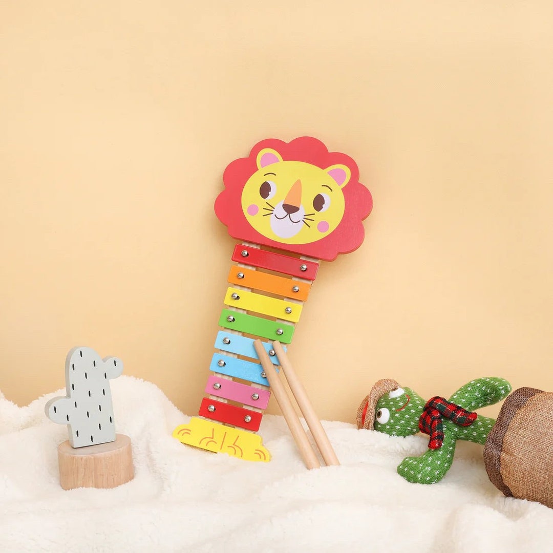Wooden Musical Instrument Lion Xylophone for Ages 1 Suitable for Gifts ...