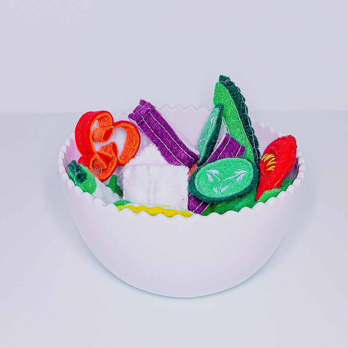Felt Greek Salad Play Set Educational Montessori Felt Food Toy Pretend ...