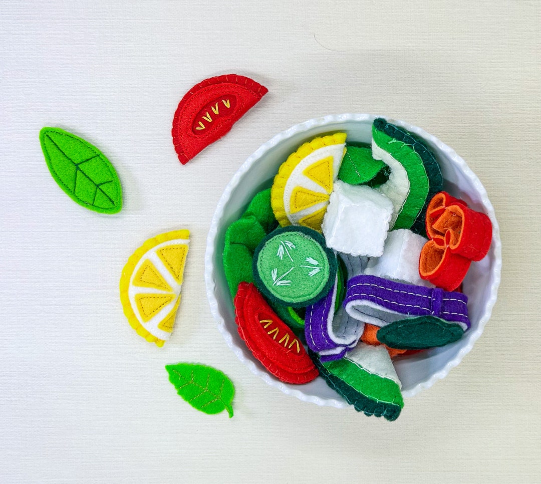 Felt Greek Salad Play Set Educational Montessori Felt Food Toy Pretend ...