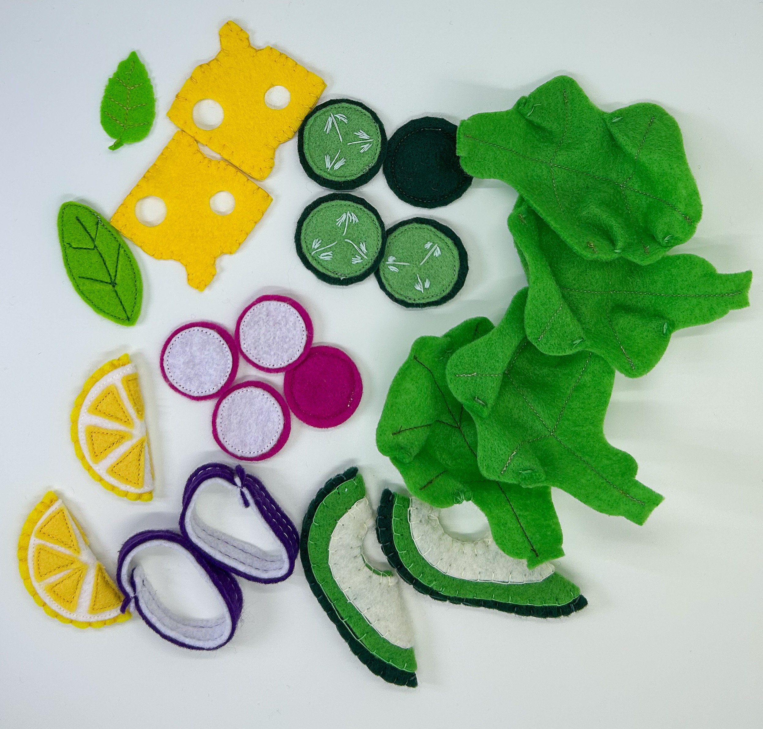 Garden Greens Set Felt Garden Play Set Handmade Vegetable Felt Salad ...