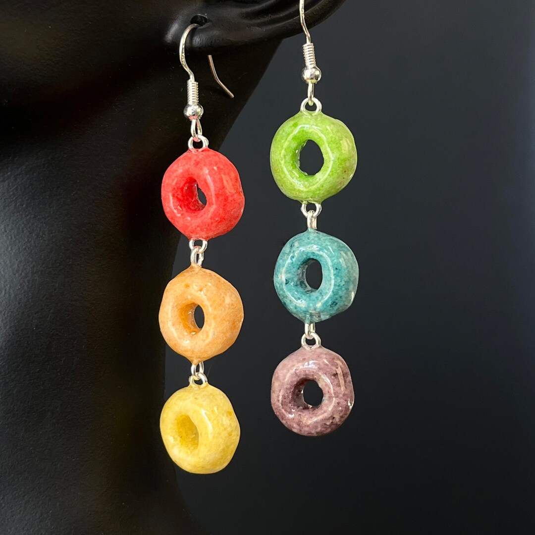 Froot Loop Cereal Dangle Earring Available in Multiple Stainless Steel ...