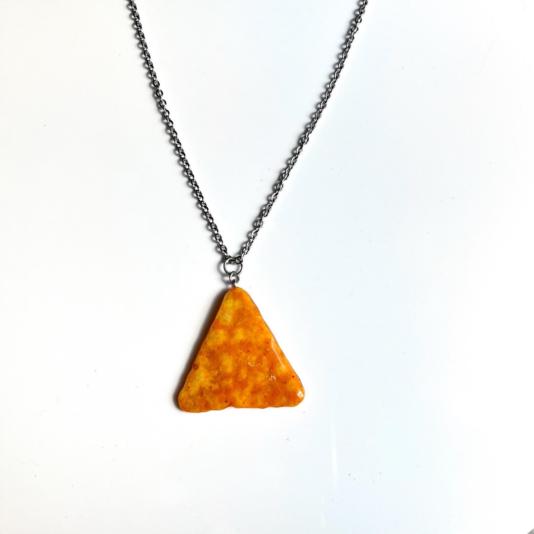 Mini Nacho Cheese Chip - Real Chip Necklace, Spring Summer Jewelry ...
