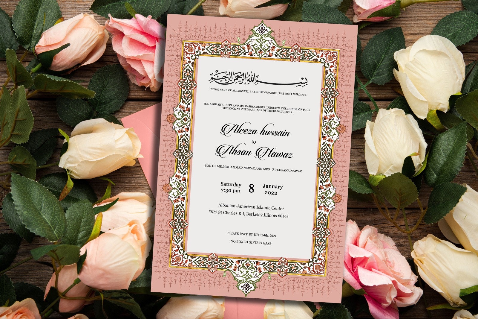 Desi Wedding Invites, Custom Color Wedding Cards, Nikkah Invitations ...