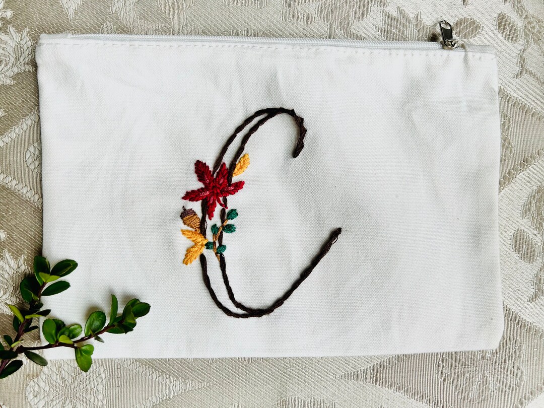 Custom Hand Embroidered Toiletries Bag, Makeup Bag Pouch, Customized ...