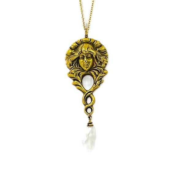 Art Nouveau Goddess Pendant - Gem