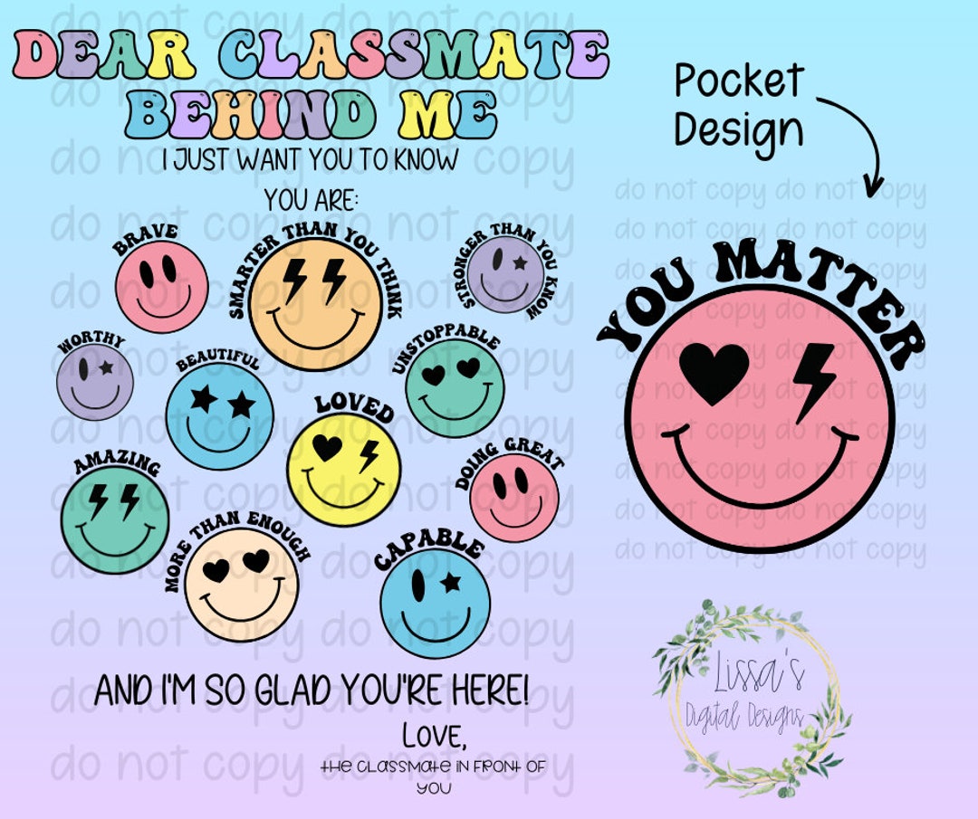 Retro Dear Classmate Behind Me, Love the Classmate in Front of You Png ...