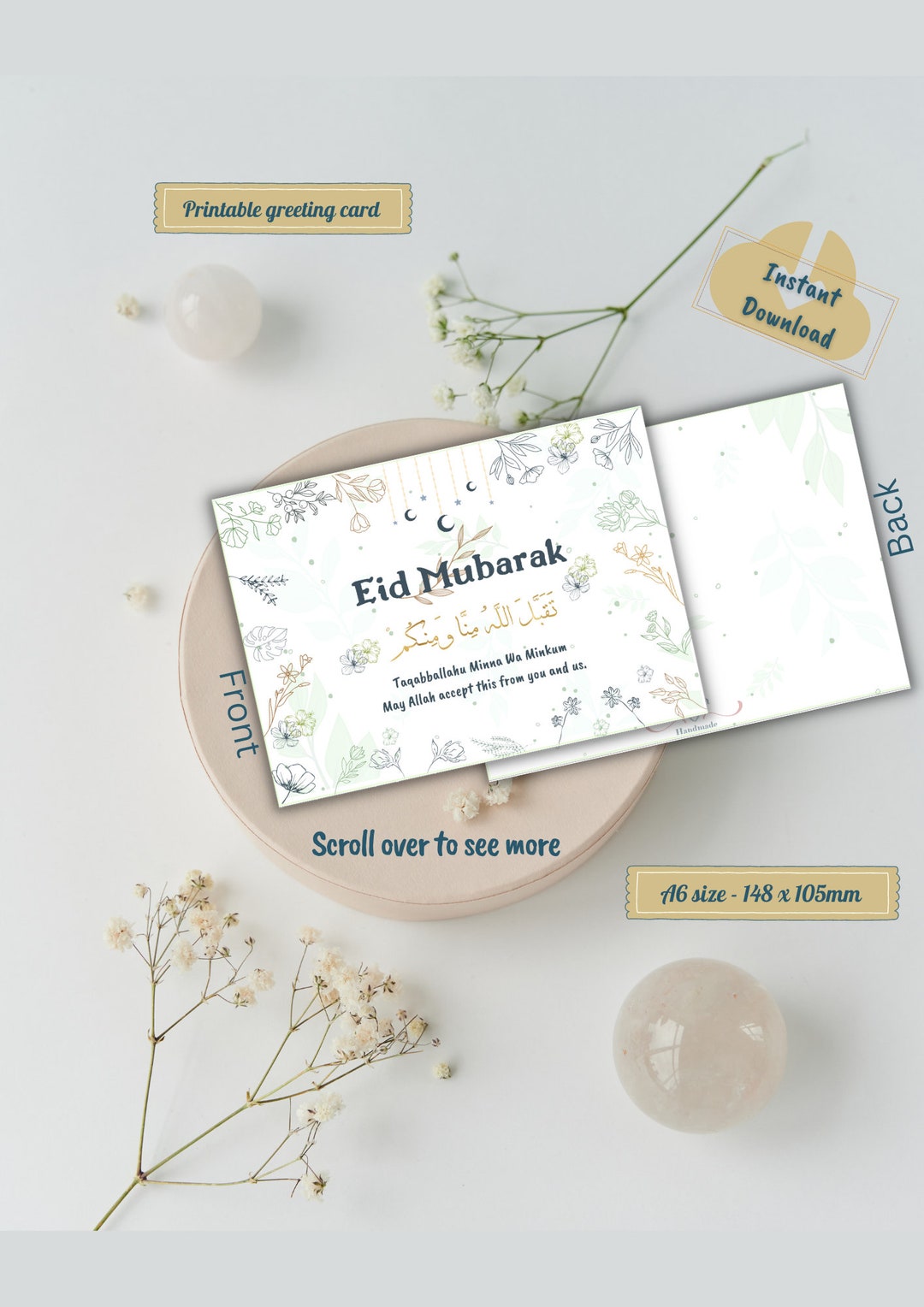 Eid Card Eid Mubarak Eid Ul Adha Digital Eid Card Floral - Etsy