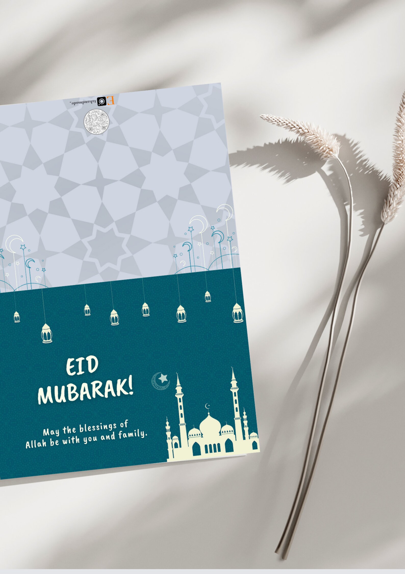 Eid Card, Eid Mubarak, Eid Ul Fitr, Digital Eid Card, Floral Eid Card ...