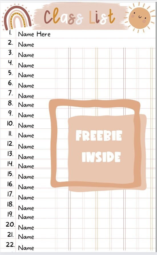 Boho Class List / Teacher Class List / Attendance Sheet - Etsy