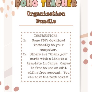 Boho Teacher Organization Printable Bundle Beginning of Year - Etsy