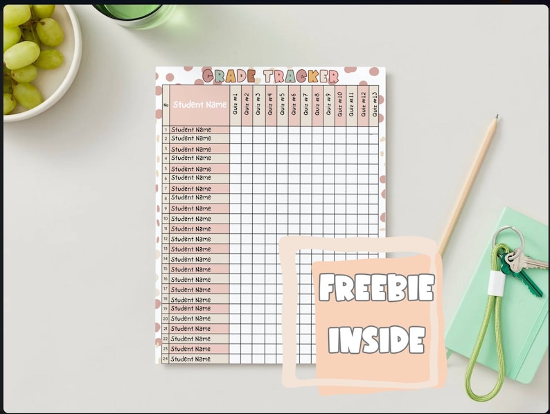 Boho Teacher Grade Book Sheet / Teacher Grade Tracker / Grading Chart ...