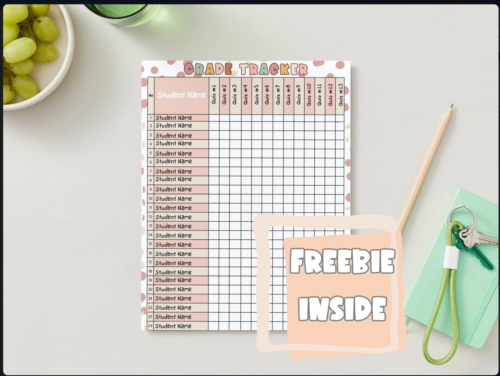 Boho Teacher Grade Book Sheet / Teacher Grade Tracker / Grading Chart ...