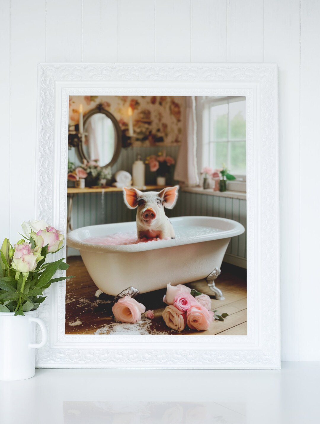 Boho Pig in Bathtub Print – Funny Animal Portrait (digital Download) - Etsy