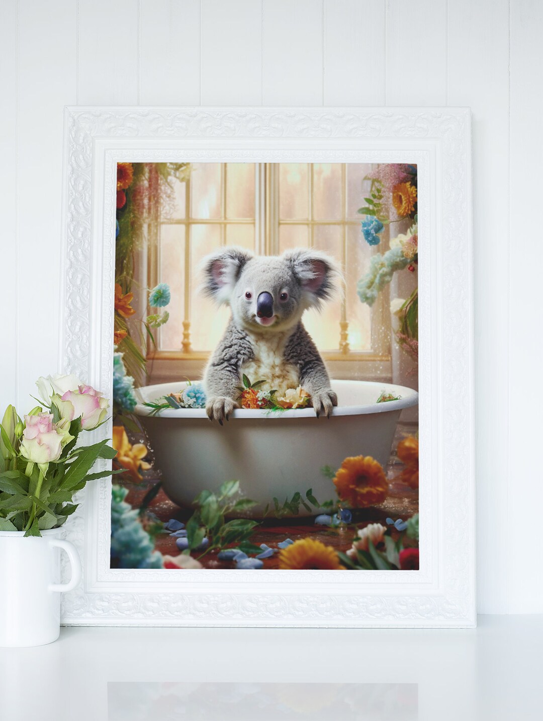 Koala in Bathtub - Printable Wall Art, Whimsical Koala Photo Portrait ...