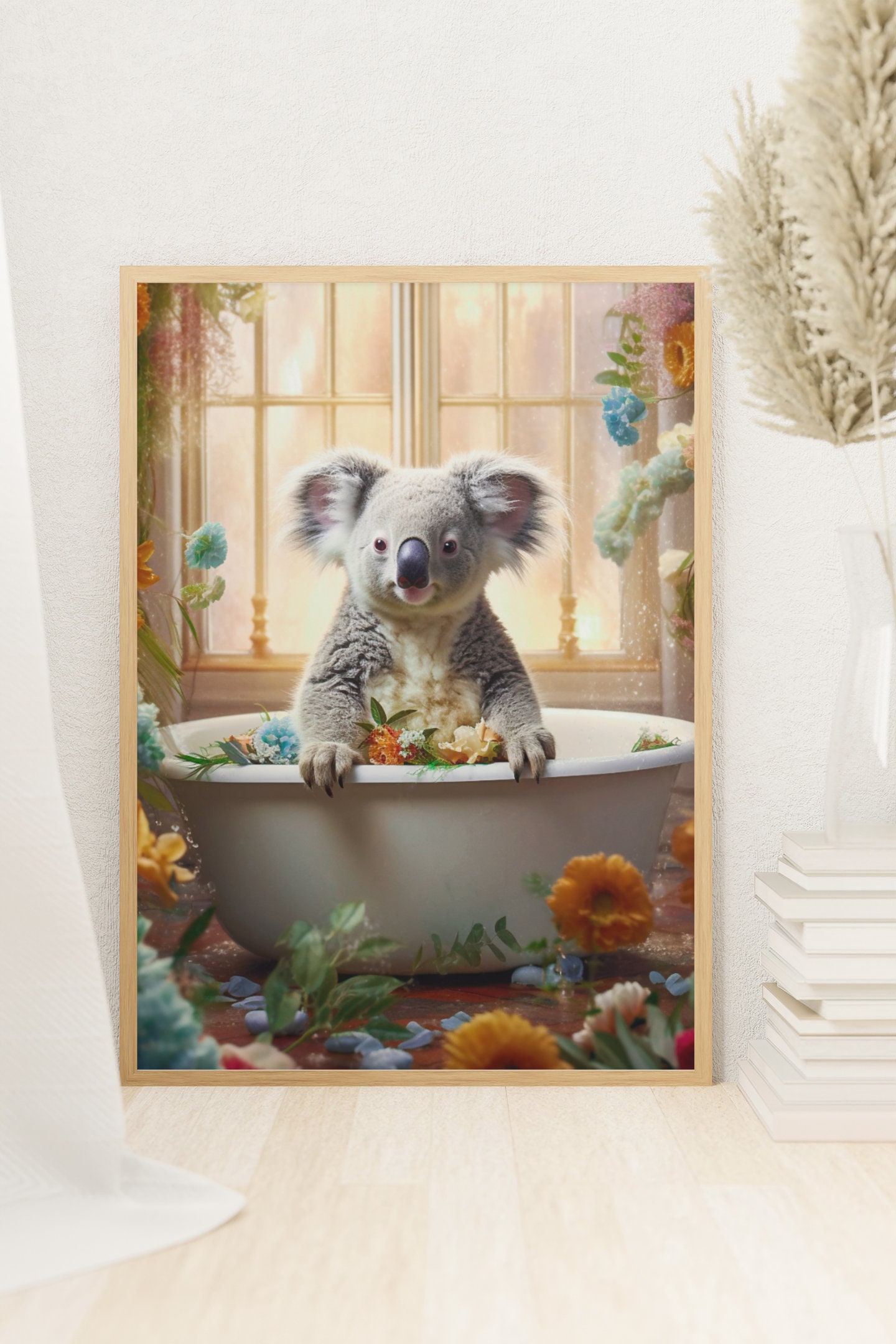 Koala in Bathtub Printable Wall Art, Whimsical Koala Photo Portrait ...
