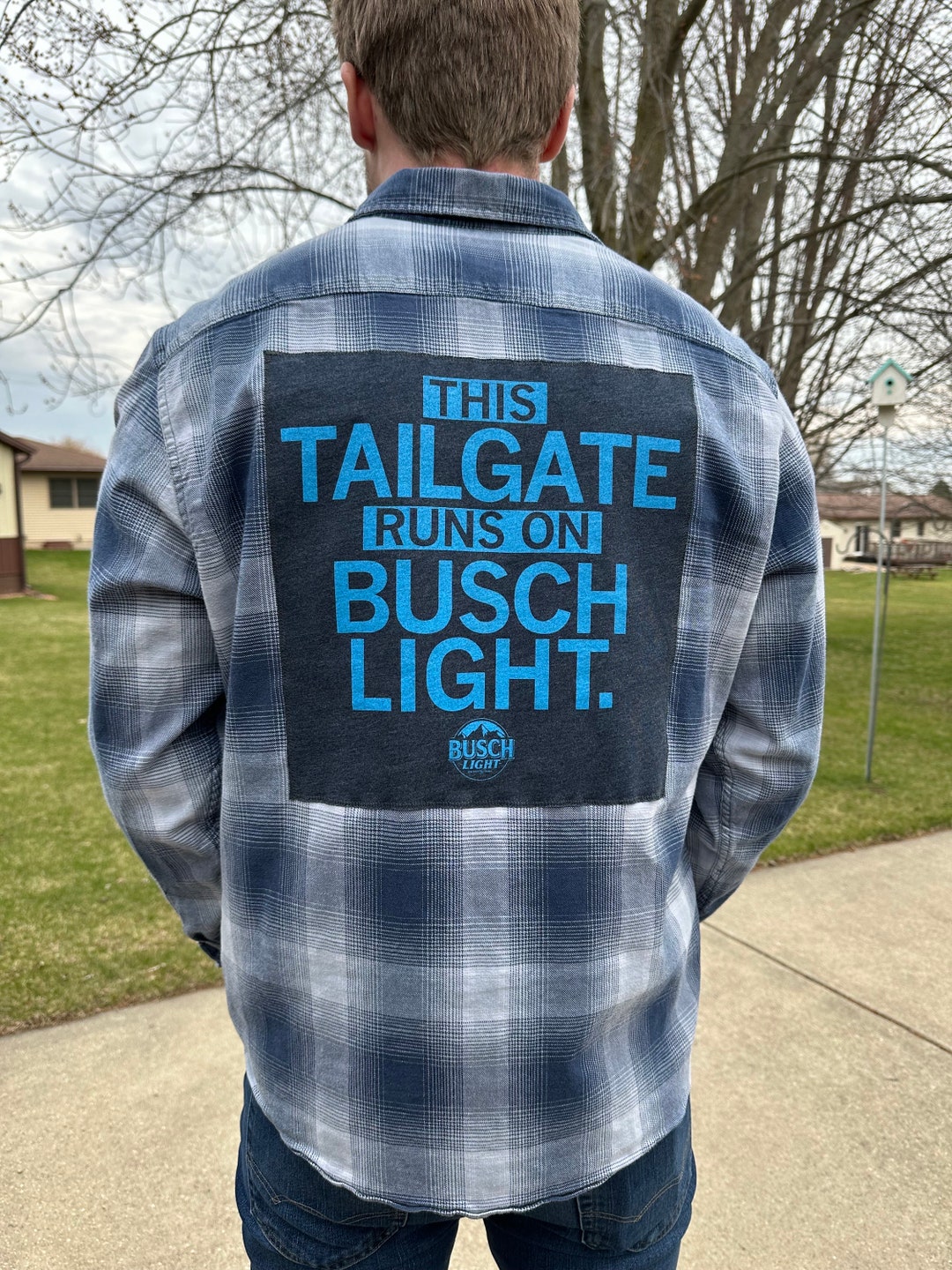 Busch Light - Tailgate - Upcycled Back Patch Flannel Shirt - Size XL - Etsy