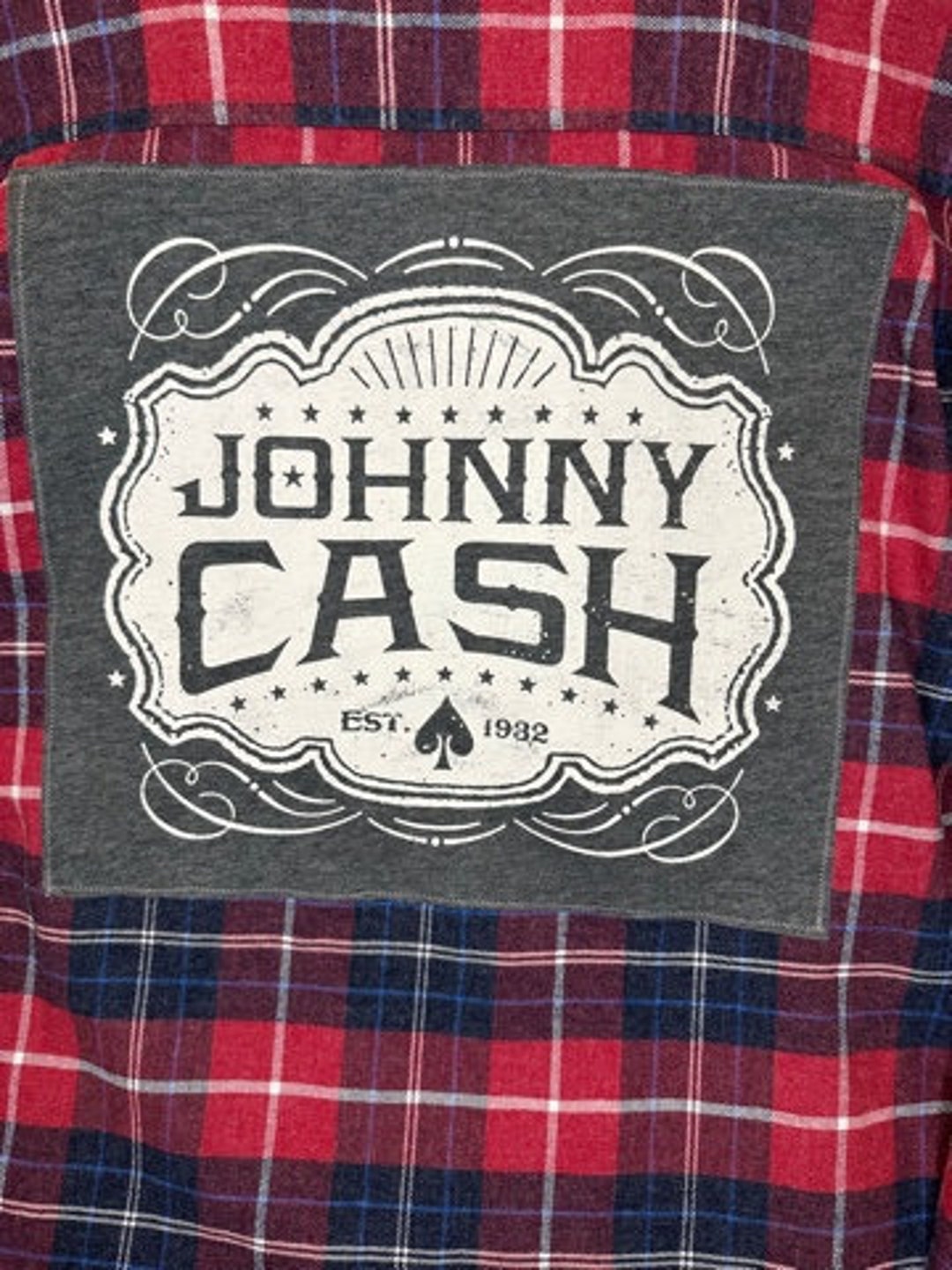 Johnny Cash Upcycled Back Patch Flannel Shirt - Size XL - Etsy