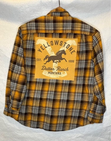 Dutton Ranch - Upcycled Back Patch Flannel Shirt - Size XXL - Etsy
