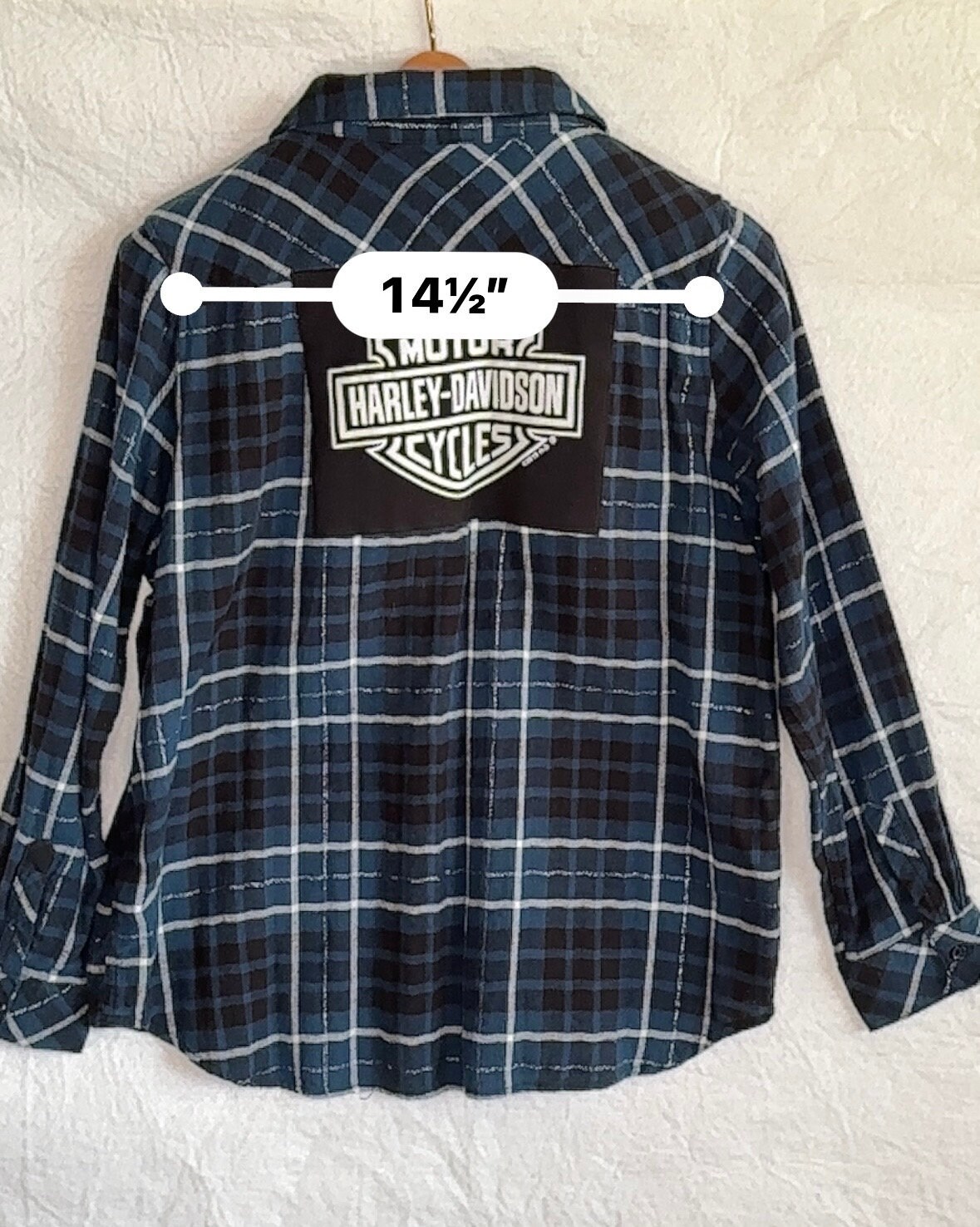 Harley Davidson 2 Logos! - Upcycled Back Patch Flannel Shirt - Women’s ...