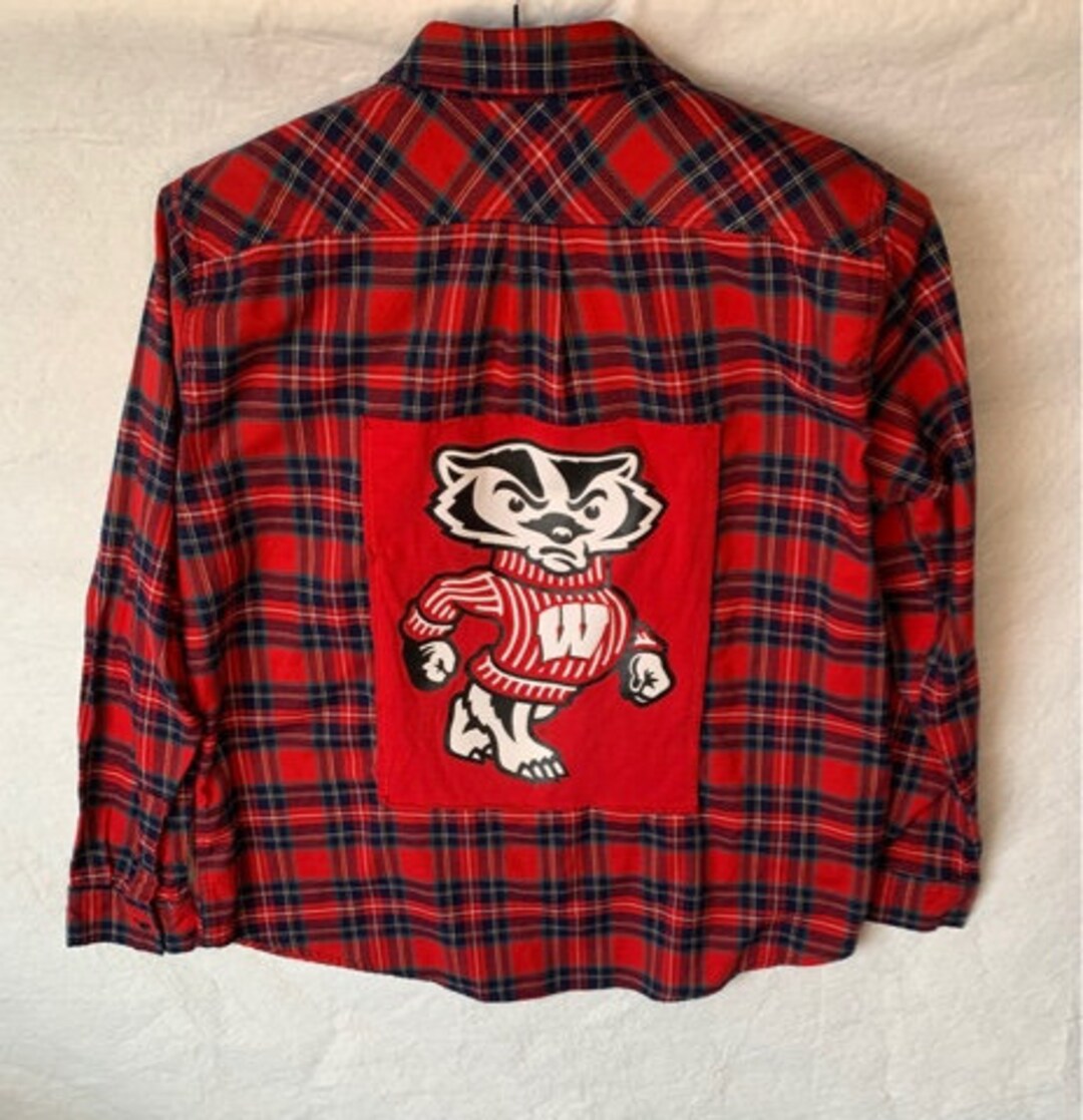 Bucky Badger Upcycled Back Patch Flannel Shirt - Womens - Size XXL - Etsy