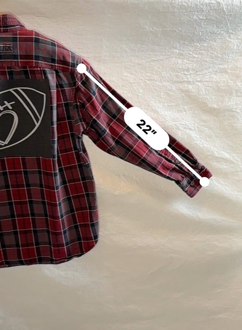 Football Heart Upcycled Back Patch Flannel Shirt Size Medium - Etsy