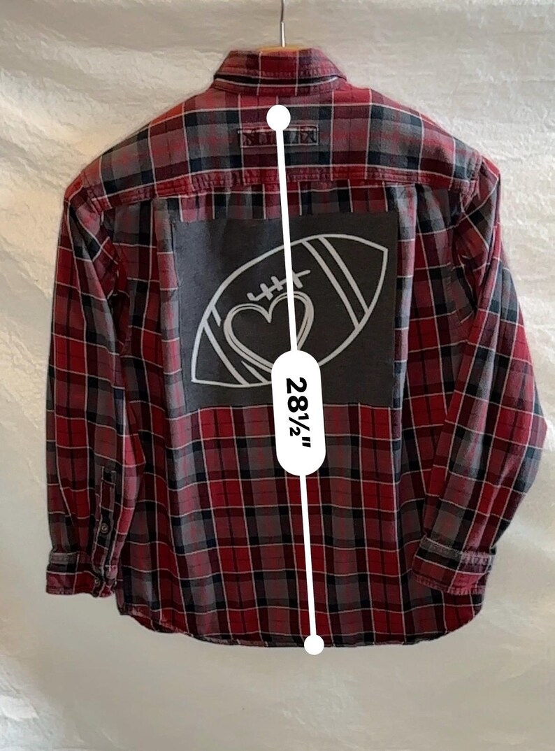 Football Heart Upcycled Back Patch Flannel Shirt Size Medium - Etsy