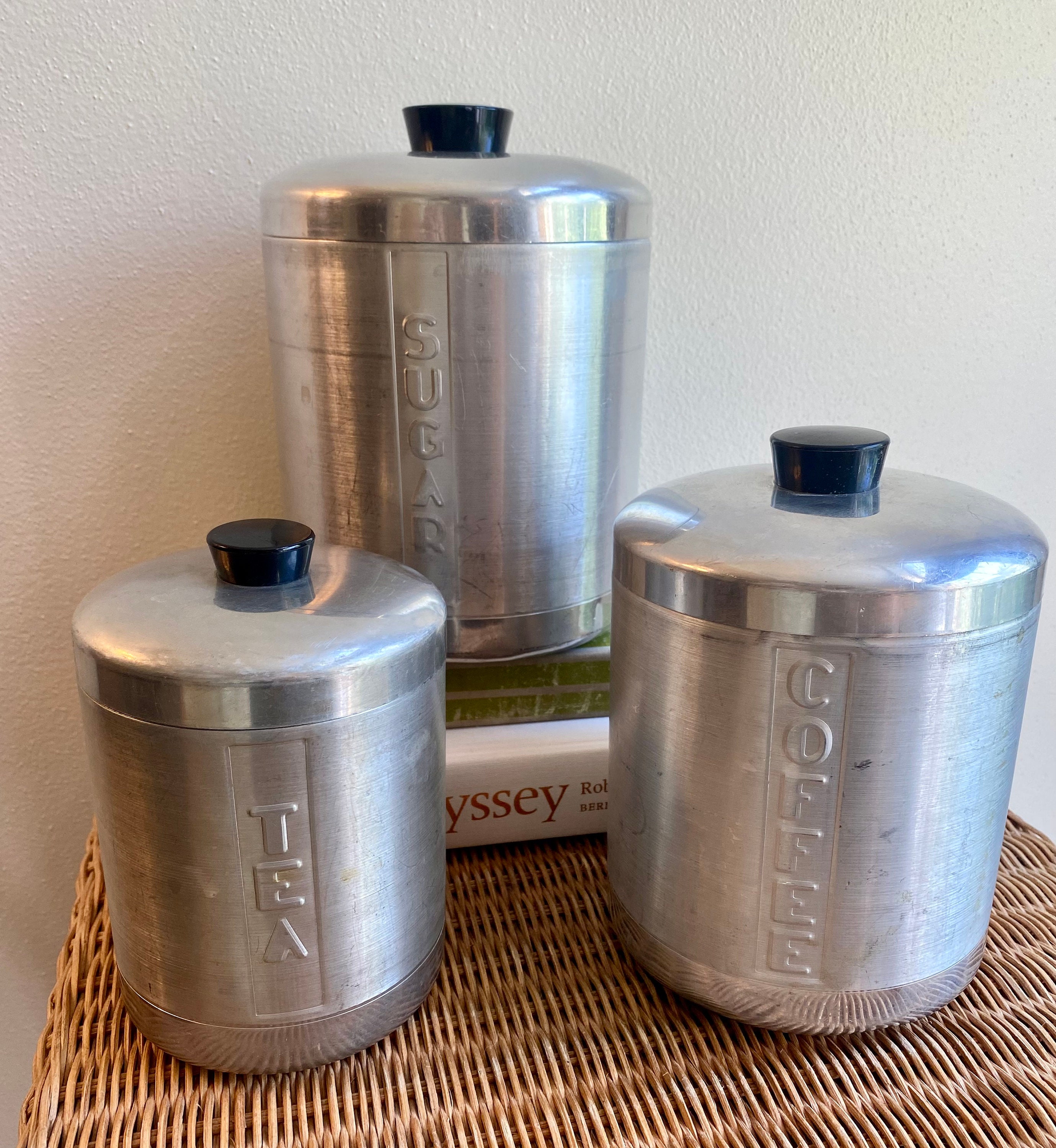 Vintage Kitchen Aluminum Canister Set of 3 - Etsy