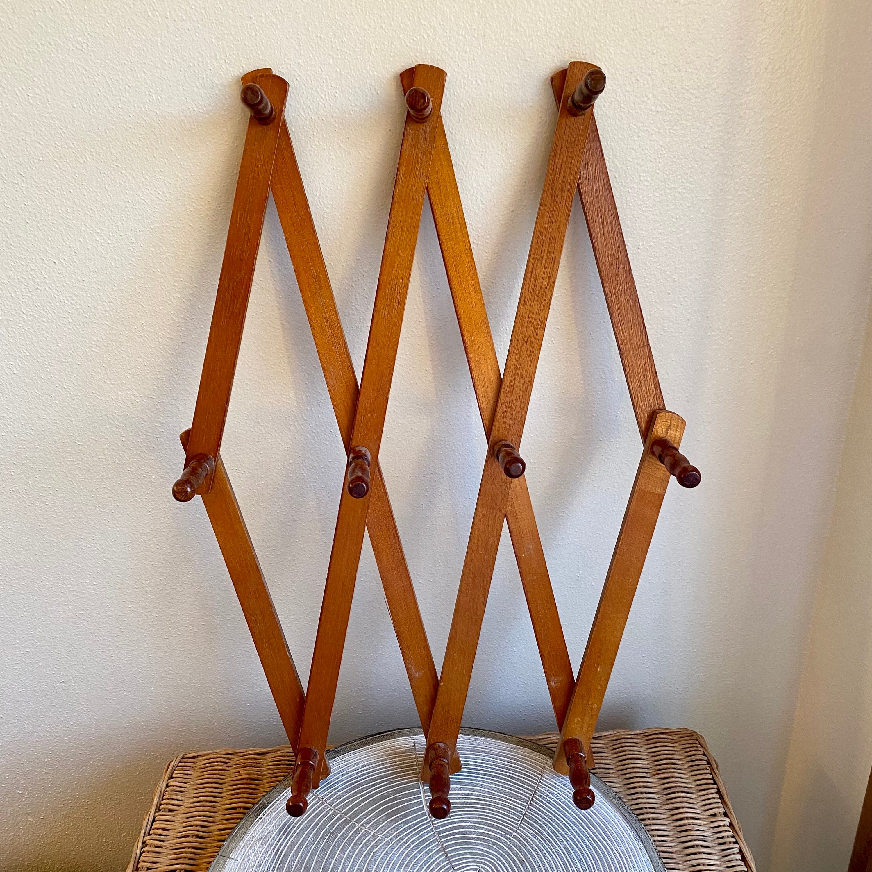 Vintage Wooden Accordion Peg Rack - Etsy