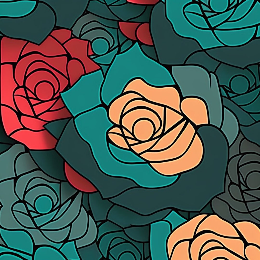Simple Digital Rose Pattern - Etsy