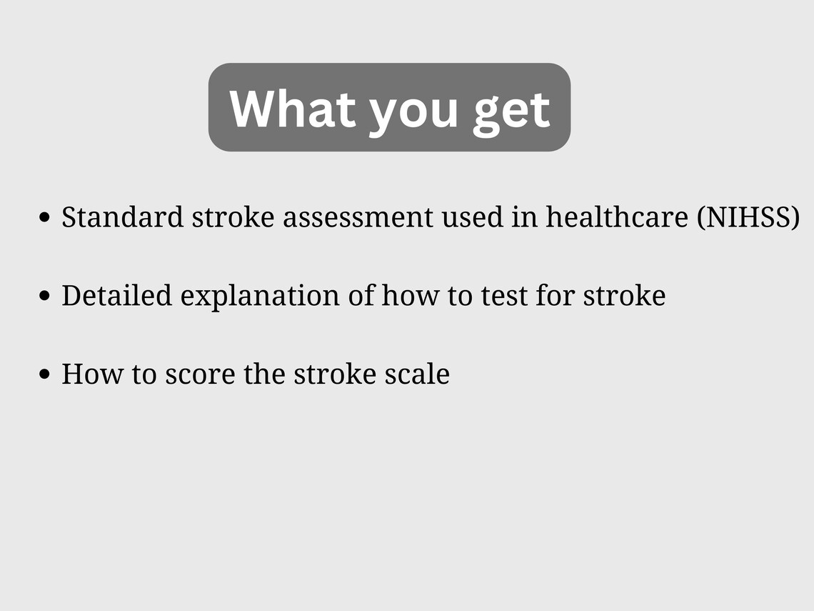 Stroke Scale, Stroke Assessment Tool, Stroke Assessment for Neuro, ER ...