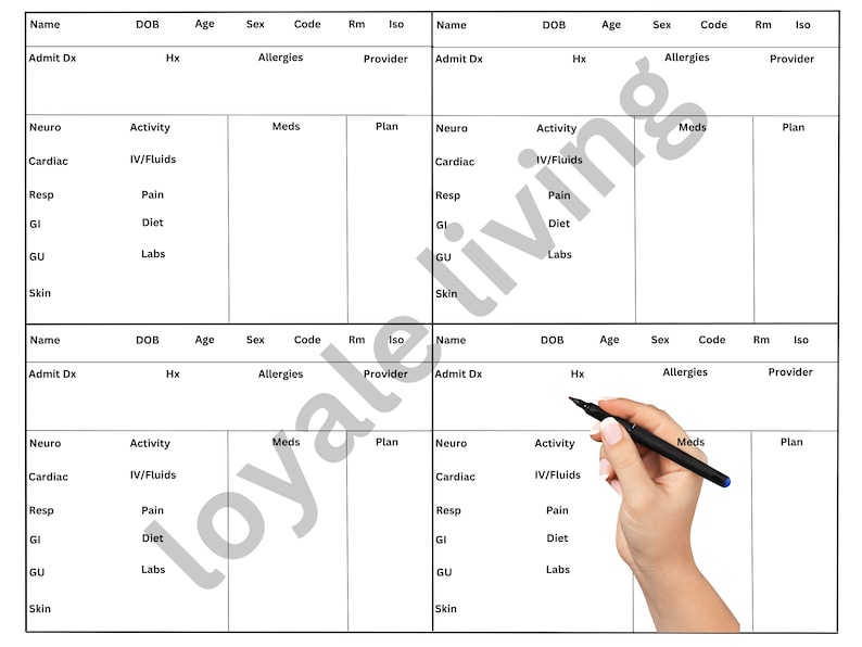 4-patient Nursing Report Sheet | Nursing Brain Sheet | Nursing Student ...