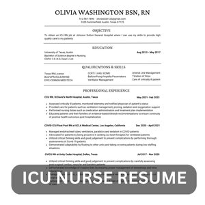 RN Resume Template Editable RN Resume ICU Resume - Etsy