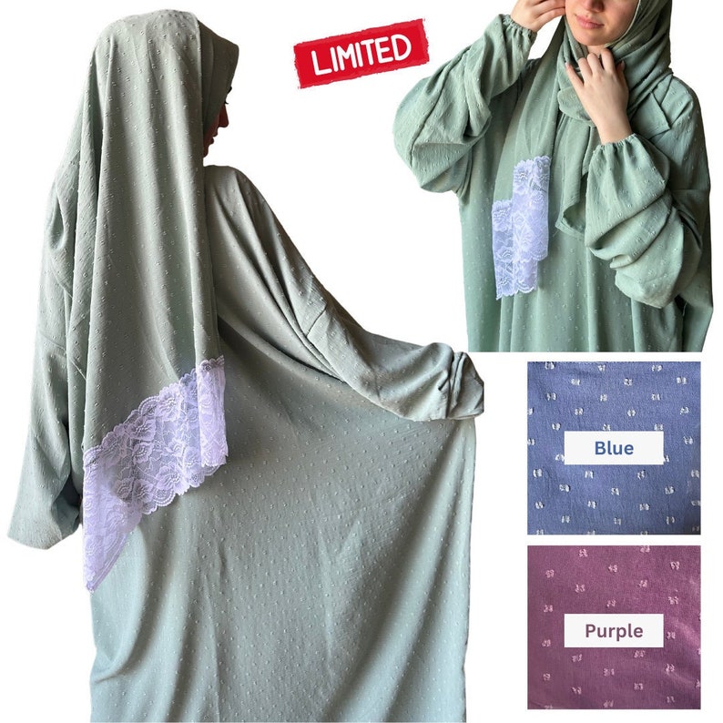 One Size Full-length Prayer Abaya Dress With Attached Hijab for Women ...