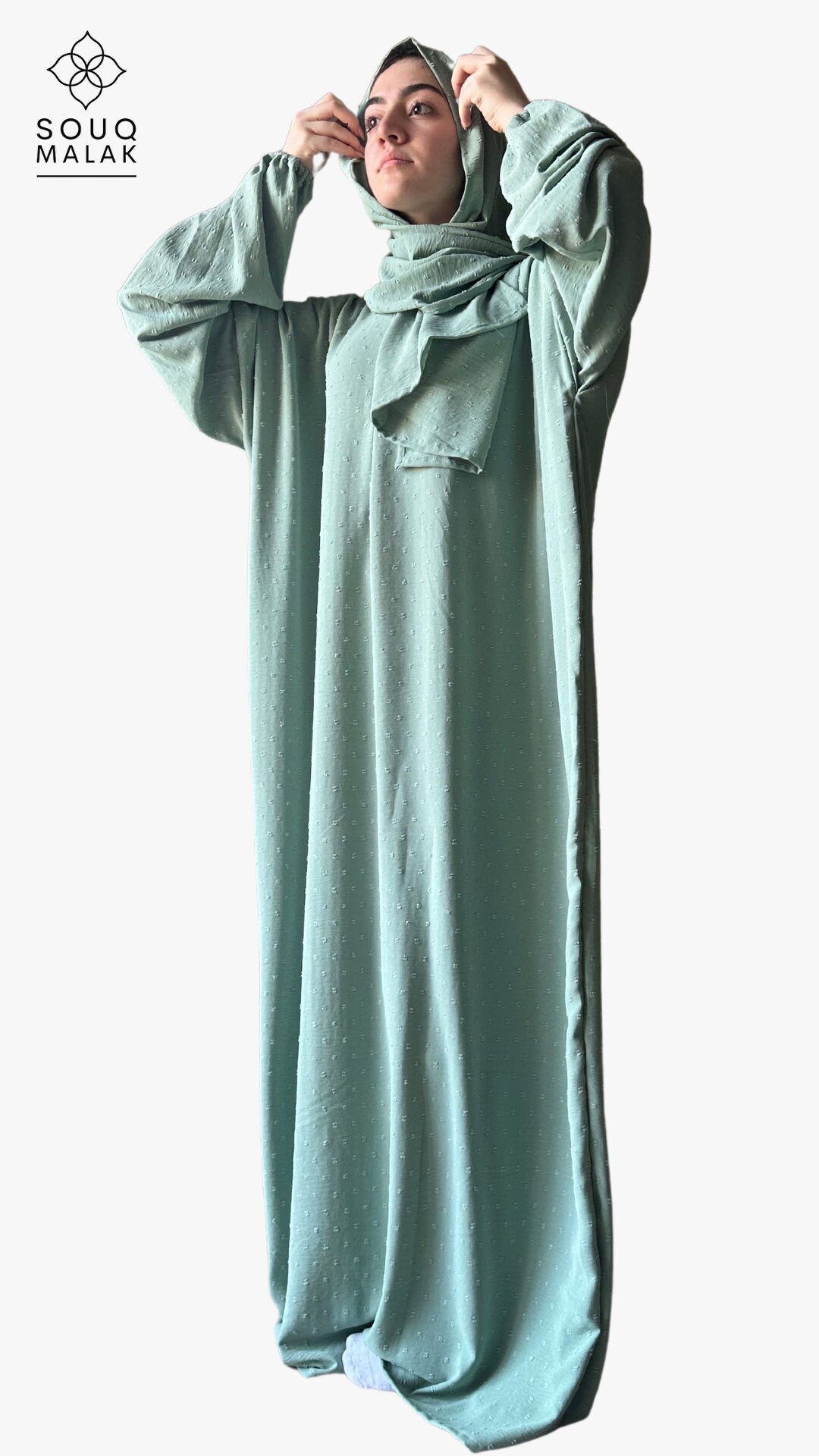 One Size Full-length Prayer Abaya Dress With Attached Hijab for Women ...