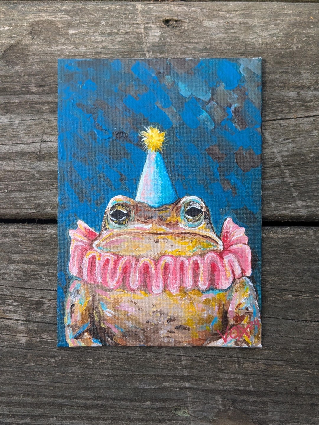 Original Acrylic Painting of Birthday Toad - Etsy