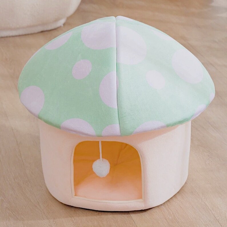 Mushroom Cat Bed Cute House Cot for Cats Pink Blue Cat - Etsy