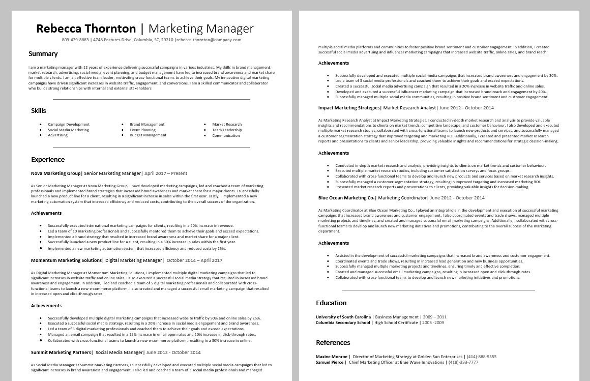 Simple, Clean & Professional Resume CV Template - Etsy